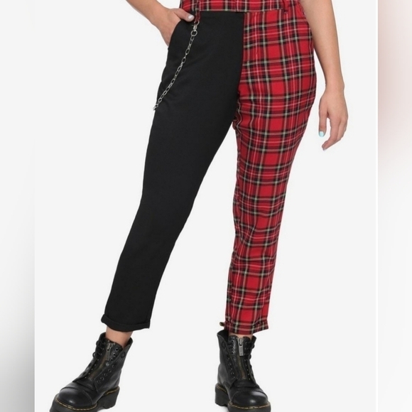 Hot Topic | Pants & Jumpsuits | Hot Topic Split Leg Red Plaid Trouser ...